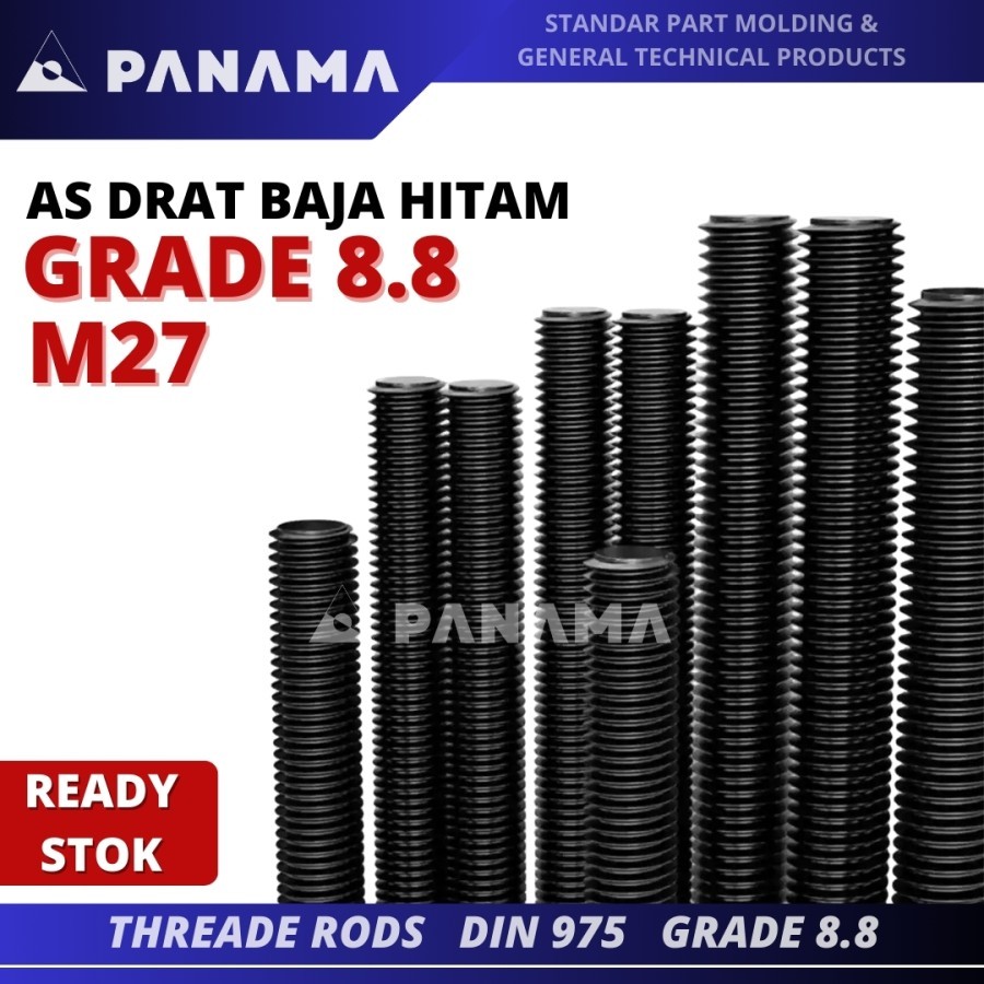 Jual As Drat Baja M27 x 1 Meter Long Drat Baja Hitam Grade 8.8 Produk ...