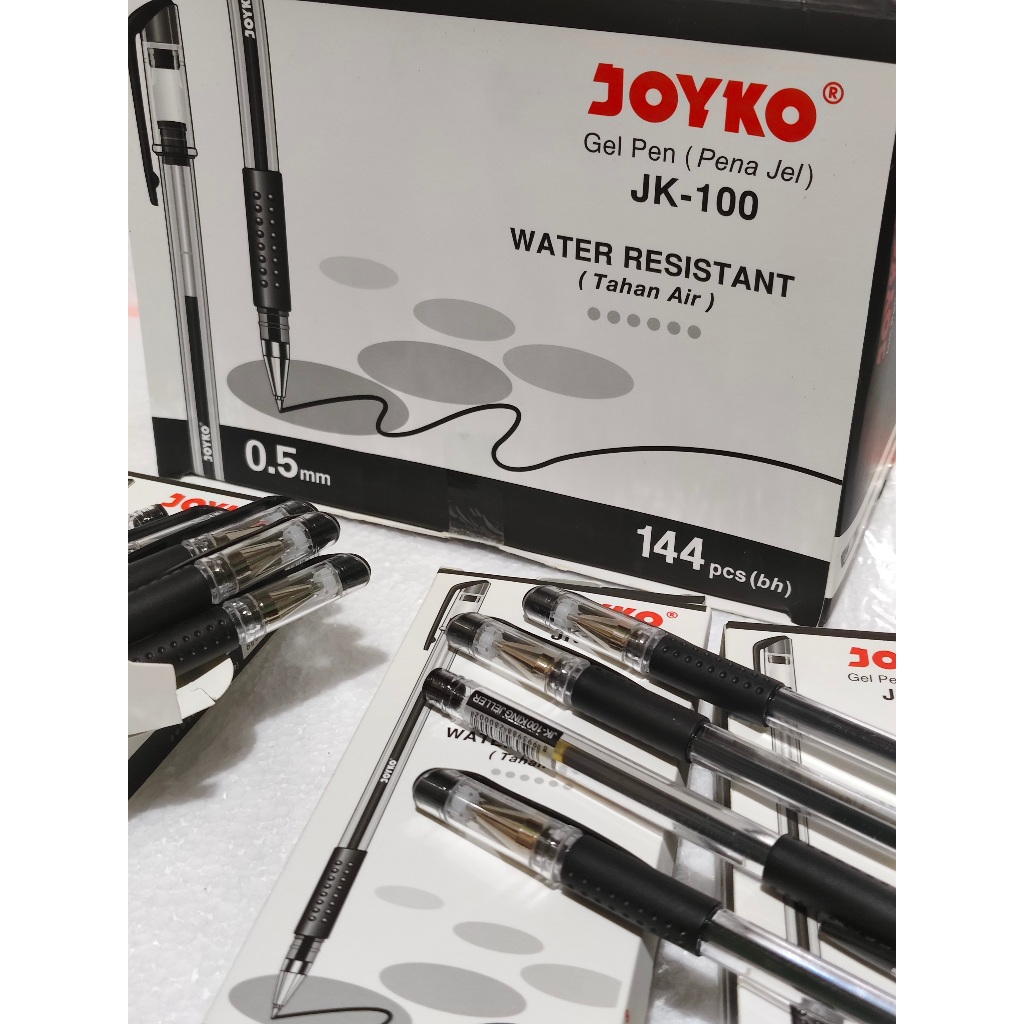 Jual Gel Pen Pulpen Pena Joyko JK-100 / JK-100NT Black 0.5 mm/pen Joyko 1BOX / 12PCS | Shopee ...