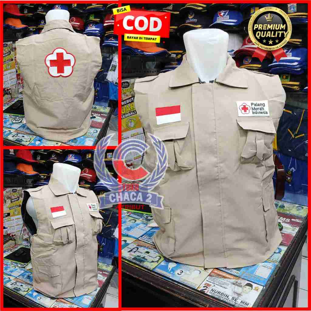 Jual rompi pmi warna krem/rompi pmi full bordir depan belakang/rompi ...