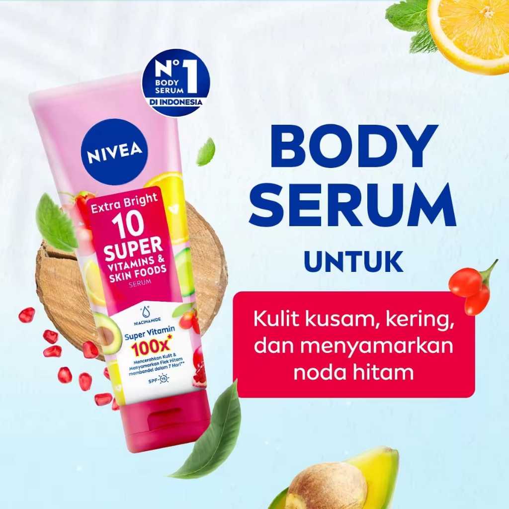 Jual Nivea Body Extra Bright 10 Super Vitamins & Skin Foods Serum 180ml ...