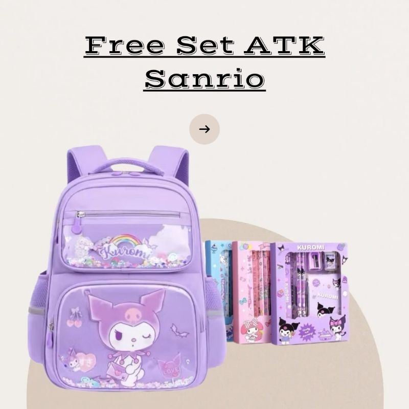 Jual Tas Ransel Sekolah Sanrio Mika Kuromi 2in1 Ransel Anak Sekolah Perempuan PAUD TK SD Free ...