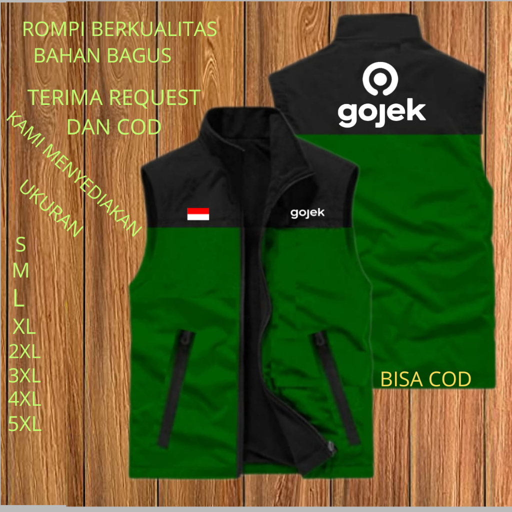 Jual Best Seller !!! Vest Outdoor Pria DRIVER Gojek Bahan Waterproof ...