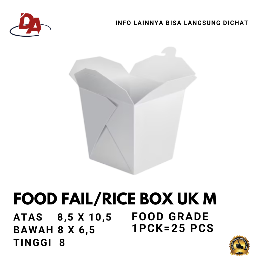 Jual Food Pail Paper Rice Box / Box Bento Kotak Nasi ukuran M Laminasi ...