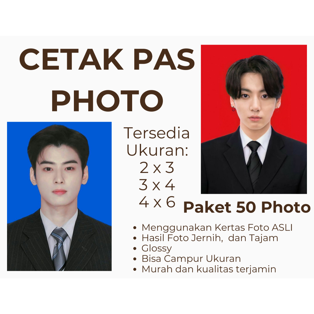 Jual PAKET 50 Photo Cetak Pas Foto 2x3, 3x4, 4x6 Cuci Foto menggunakan Kertas Foto Asli | Shopee ...