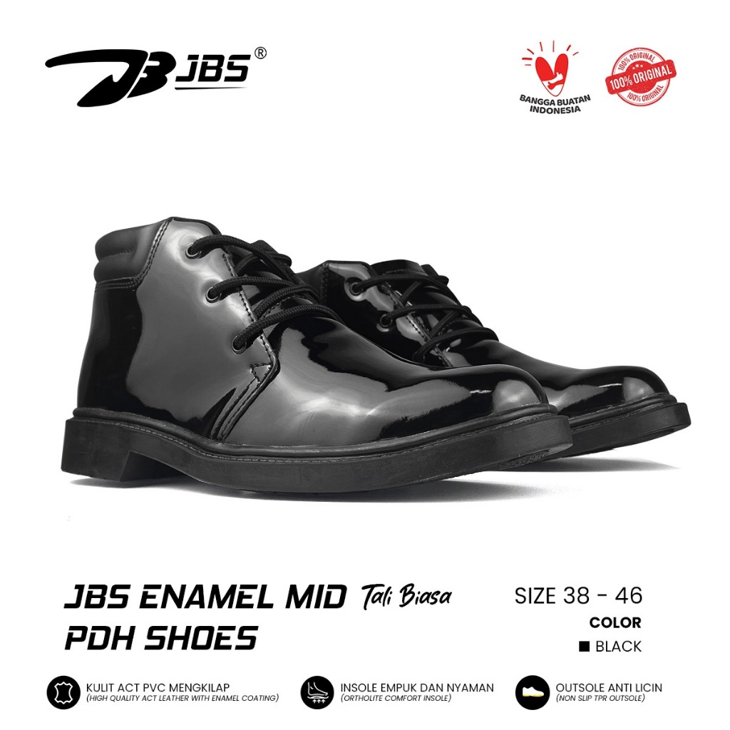 Jual Sepatu PDH Enamel Mid Pria Polri TNI Satpam Security Dinas Tali ...