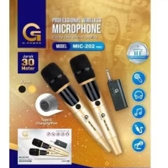 Jual MICROPHONE WIRELESS G-POWER MIC-202 PRO 2MIC (BATERAI CHARGER ...