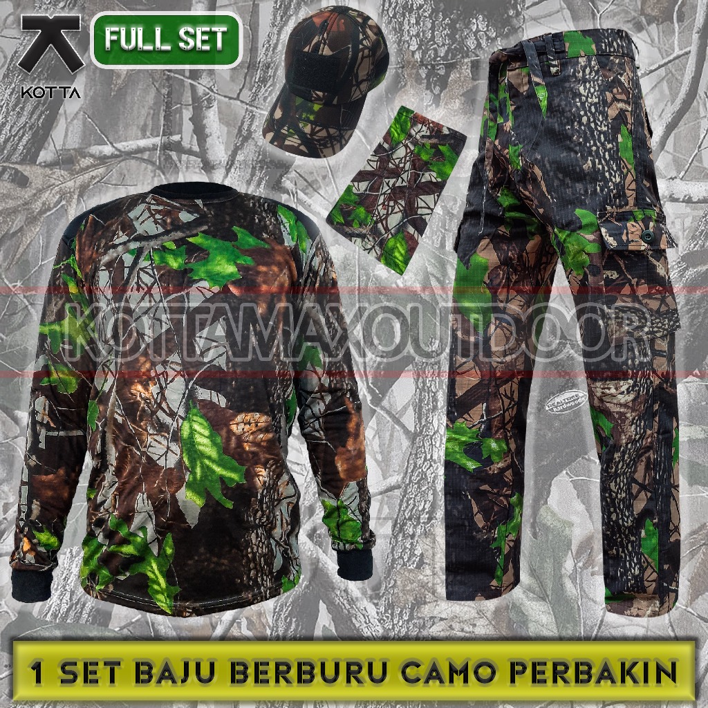 Jual Satu Set Setelan Baju Kaos Busa Decker Lengan Panjang Celana Topi Masker Buff Kamuflase ...