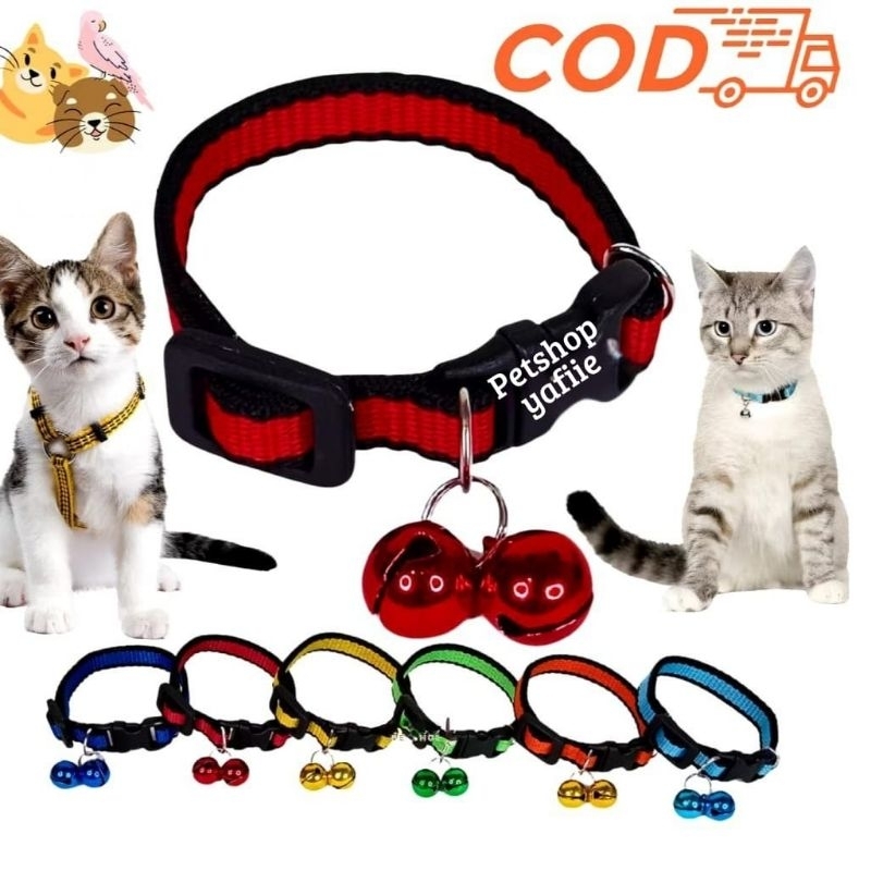 Jual Petshop yafiie's Kalung Kucing Lonceng 2 pcs Motif Garis Dua Warna ...