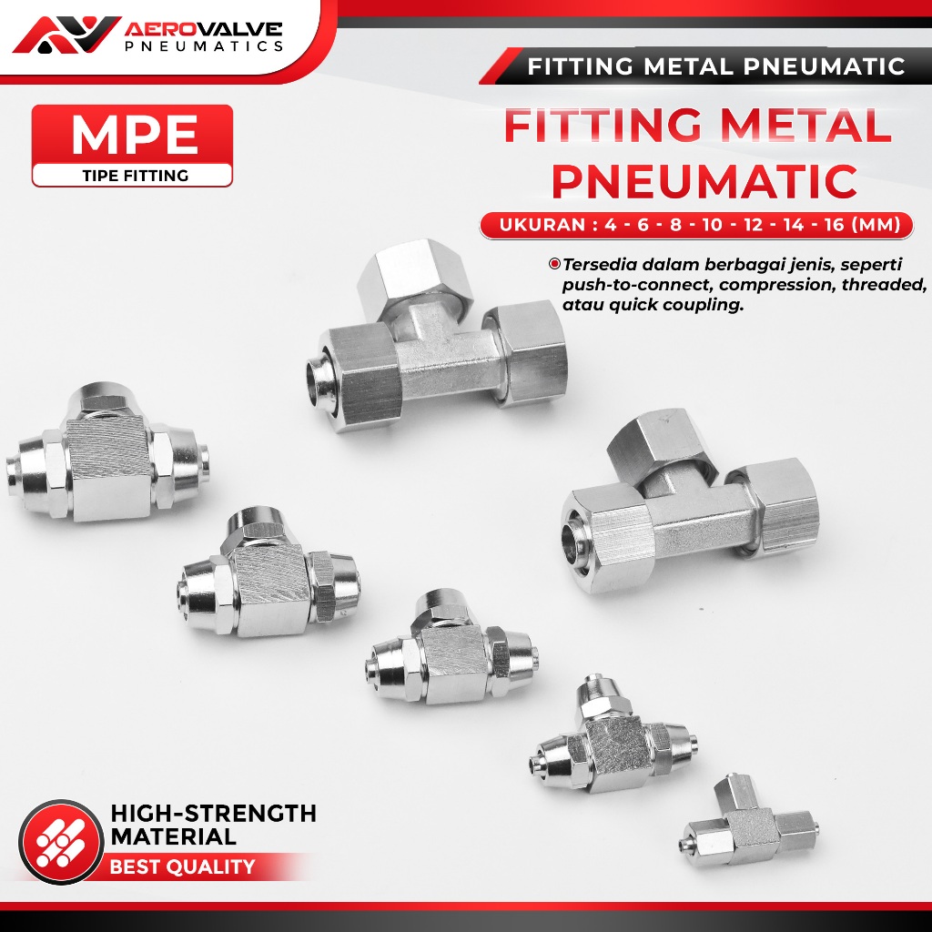Jual Fitting Pneumatic TEE METAL selang - MPE | Shopee Indonesia