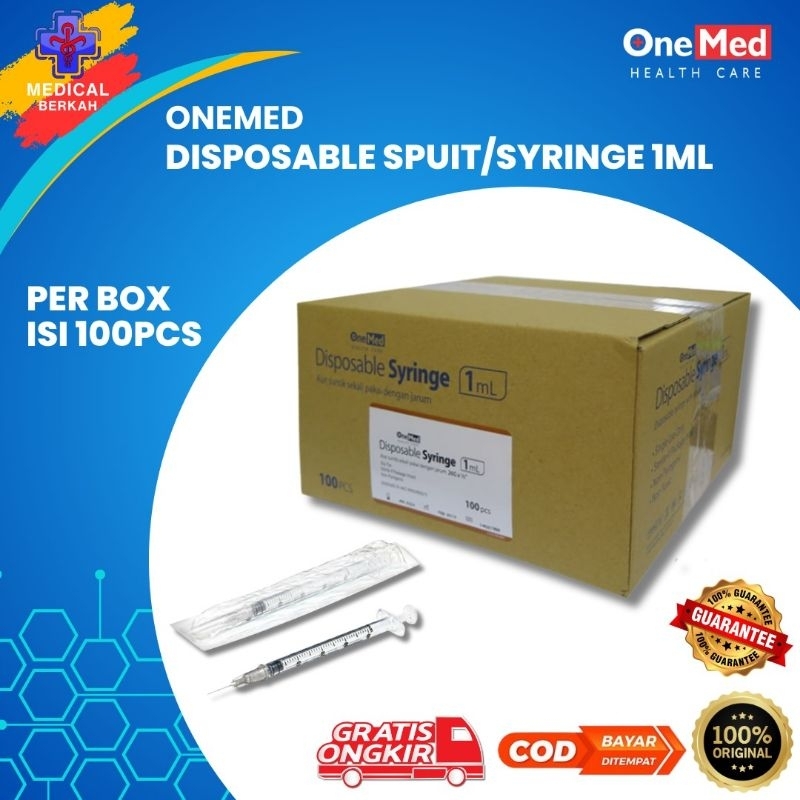 Jual SPUIT 1CC 3CC 5CC 10CC DISPOSABLE SYRINGE 1ML 3ML 5ML 10ML ONEMED ISI 100 PCS / BOX ...