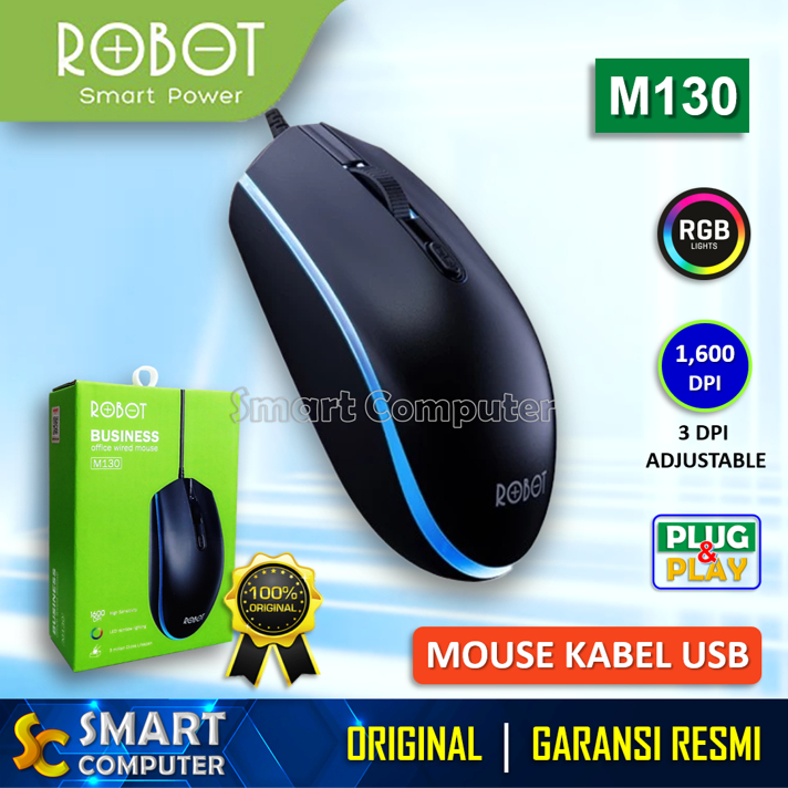 Jual Mouse Robot M130 USB Kabel RGB LED 1600 DPI Mouse USB Wired ...