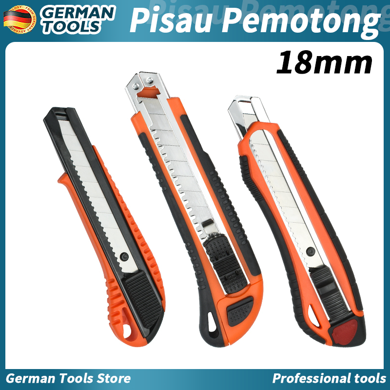 Jual German tools Cutter Pisau Pemotong Kertas 18MM Knife Utility Auto ...