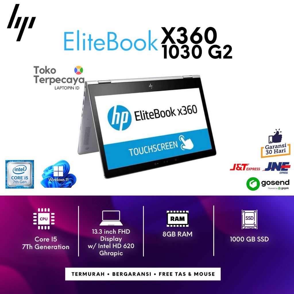 Jual LAPTOP 2 in 1 HP ELITEBOOK X360 1030 G2 CORE I5 GEN 7 8GB RAM 1TB ...