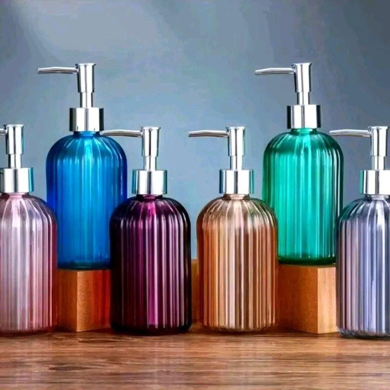 Jual B(B184) BOTOL SABUN KACA CAIR/ DISPENSER KACA SABUN CAIR 450 ML ...