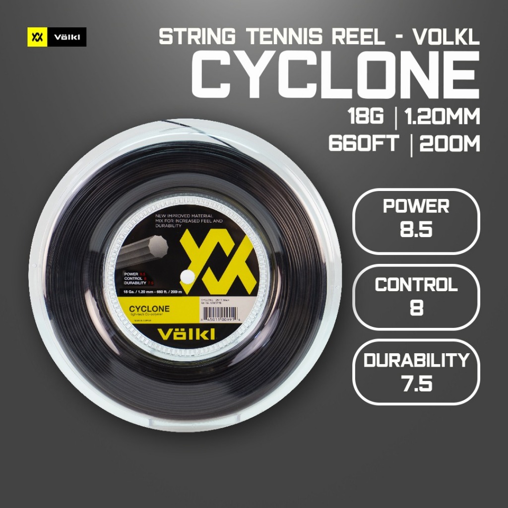 Jual Senar Raket Tenis Tennis Volkl Cyclone Reel Black 18 Gauge 1.20MM ...