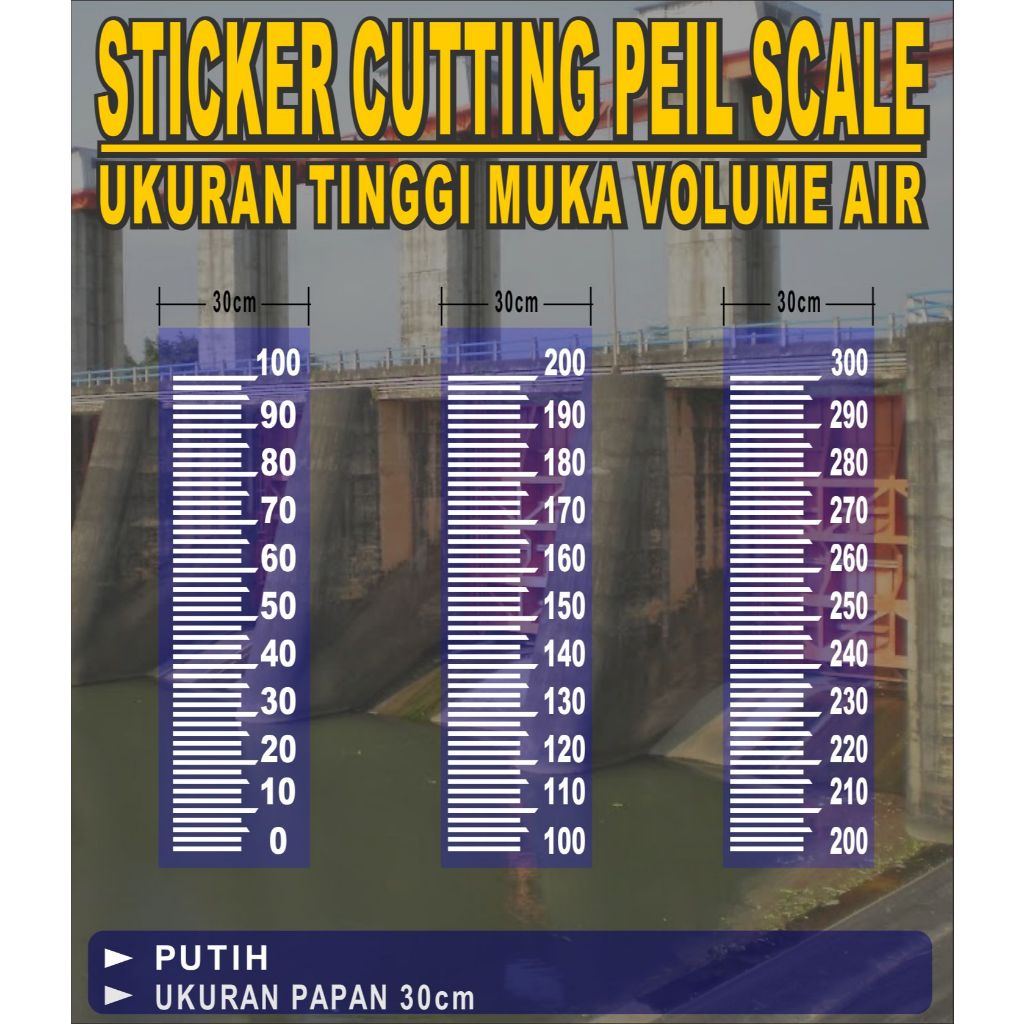 Jual STICKER CUTTING PEIL SCALE ALAT UKUR TINGGI MUKA AIR Lebar 30 cm ...