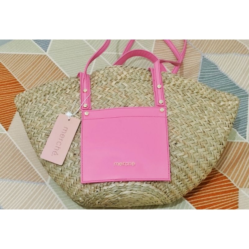 Jual Tas Wanita Merche Lily Rattan Bag warna Pink (NEW) | Shopee Indonesia