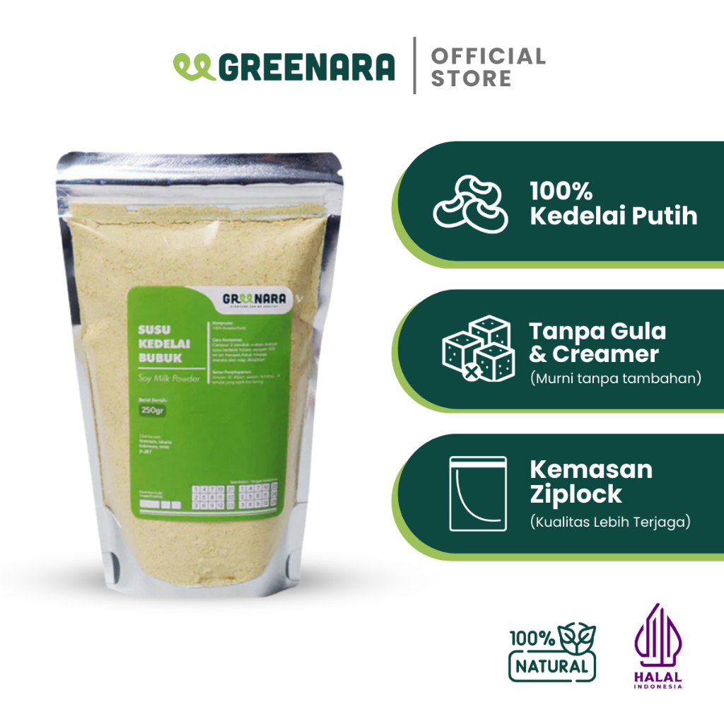 Jual Greenara - Susu Kedelai Bubuk 250gr / Soy Milk Powder | Shopee ...