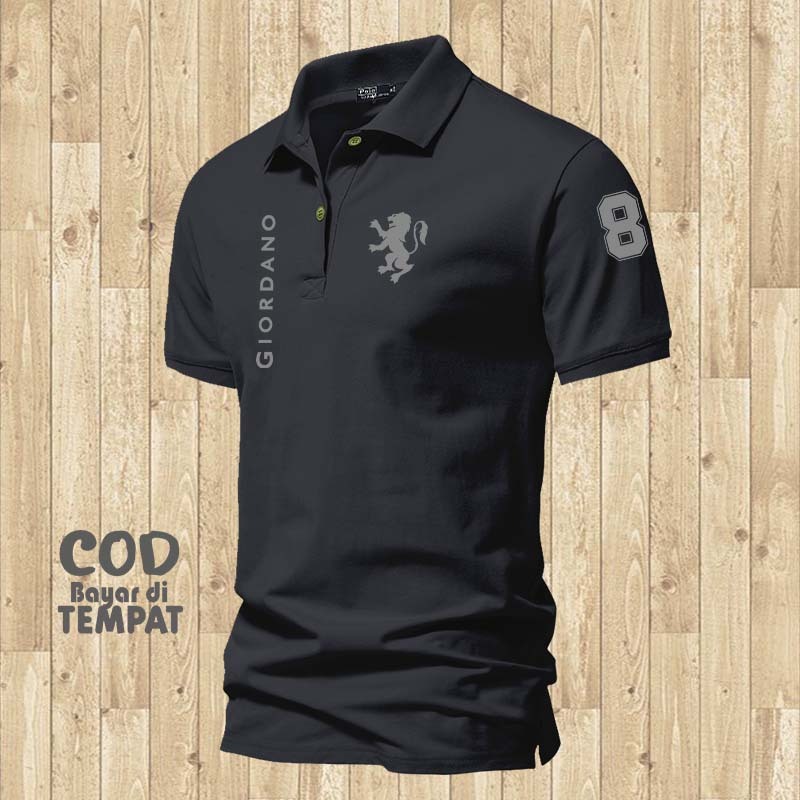 Jual COD T-shrit POLO kerah Singa 8 Kiri Kanan + Lengan Text Silver Kaos Kerah Dewasa Shirt ...