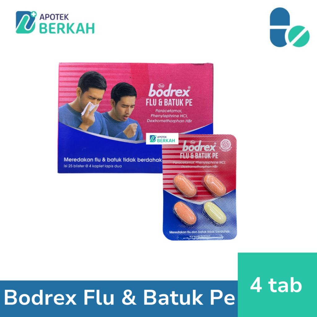 Jual Bodrex Flu & Batuk PE Meredakan Flu dan Batuk - 4 Kaplet | Shopee ...