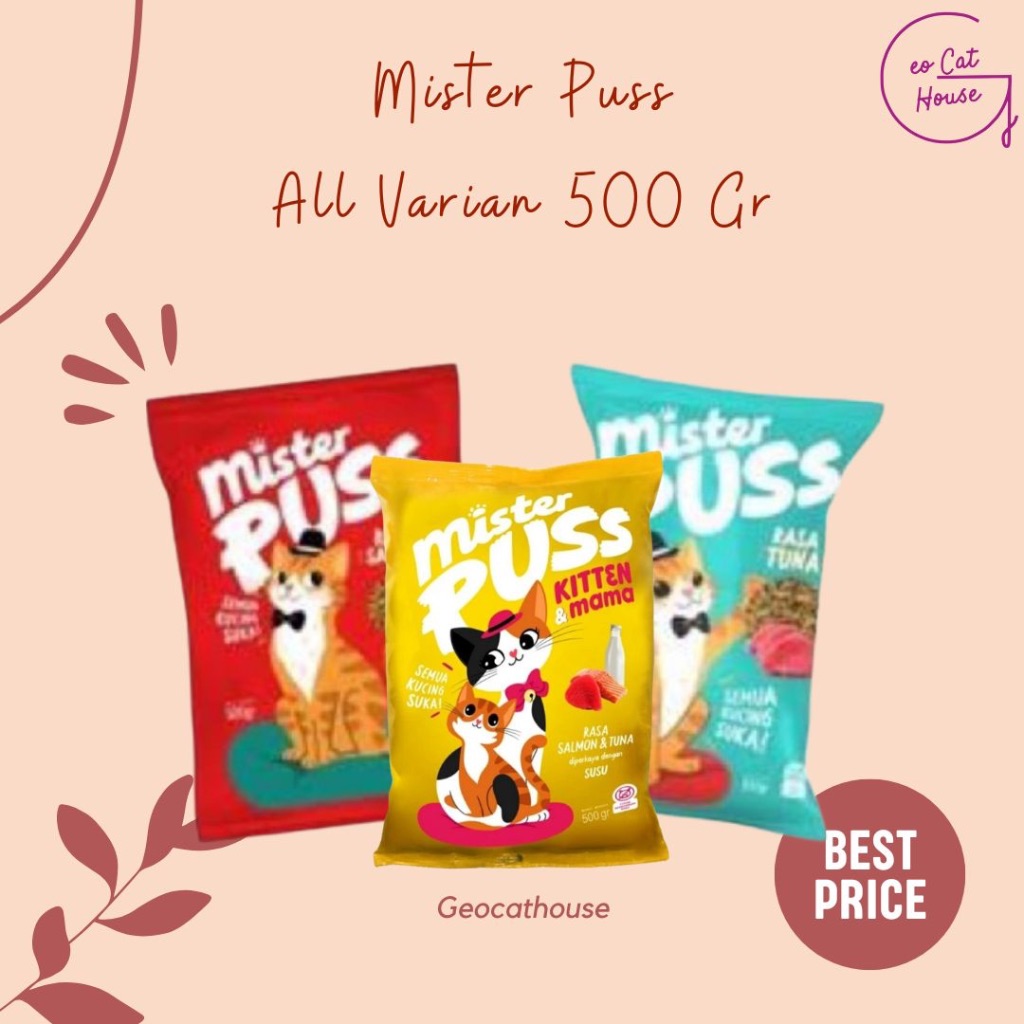 Jual Mister Puss 500 Gr Rasa Tuna dan Salmon Kitten Mama Adult Mr Puss ...