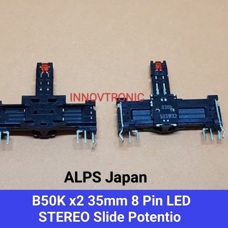 Jual B50K LED 8 Pin Stereo ALPS Japan Slide Potentio 35mm Plastic ...