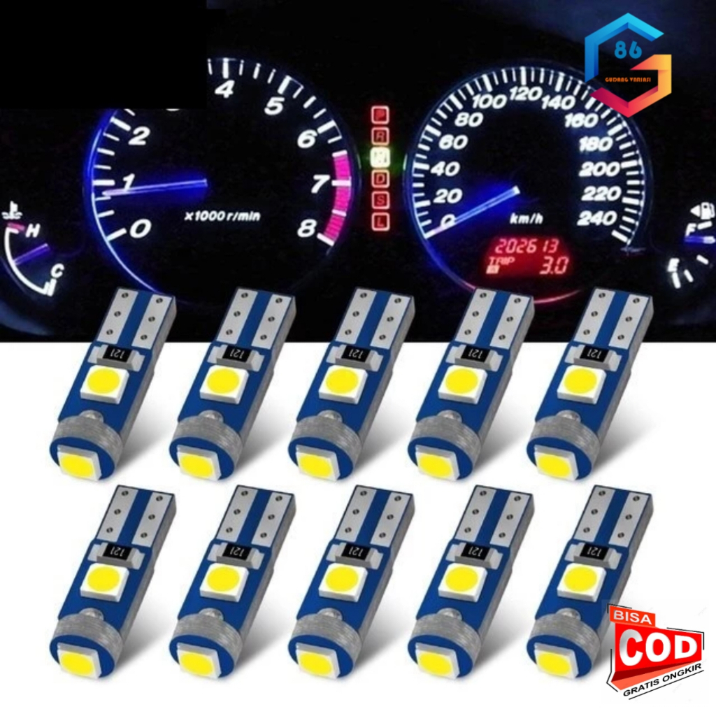 Jual Lampu Speedometer LED T5 / Lampu LED Motor T5 3 Titik Spidometer ...
