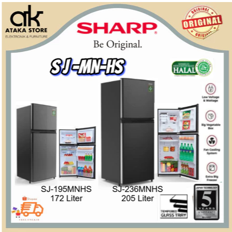 Jual (kargo) KULKAS SHARP 2 PINTU SJ 195MNHS 172LITER / SJ 236MNHS ...