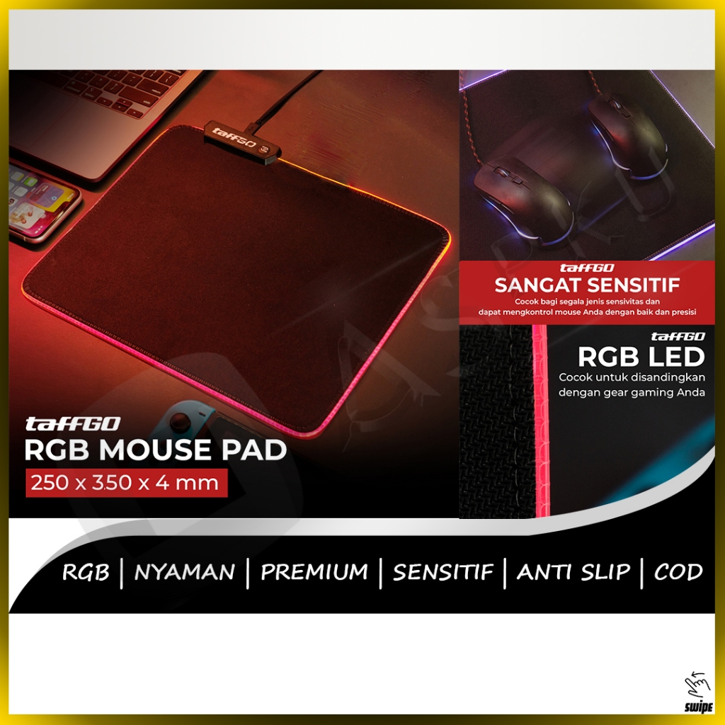 Jual Mouse Pad Gaming RGB L Mousepad Alas LED Lampu Gamers Persegi ...