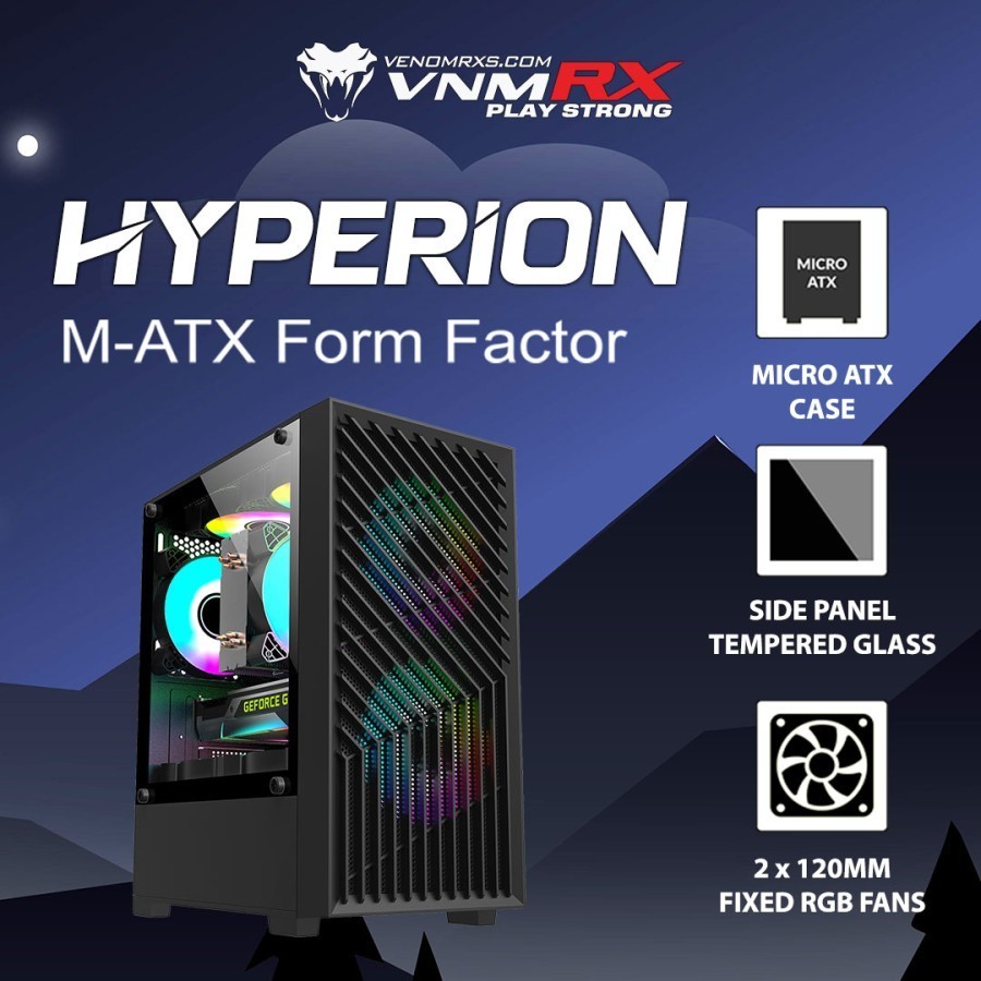 Jual VenomRX Hyperion Casing PC Micro ATX Tempered Glass Include 2 FRGB ...
