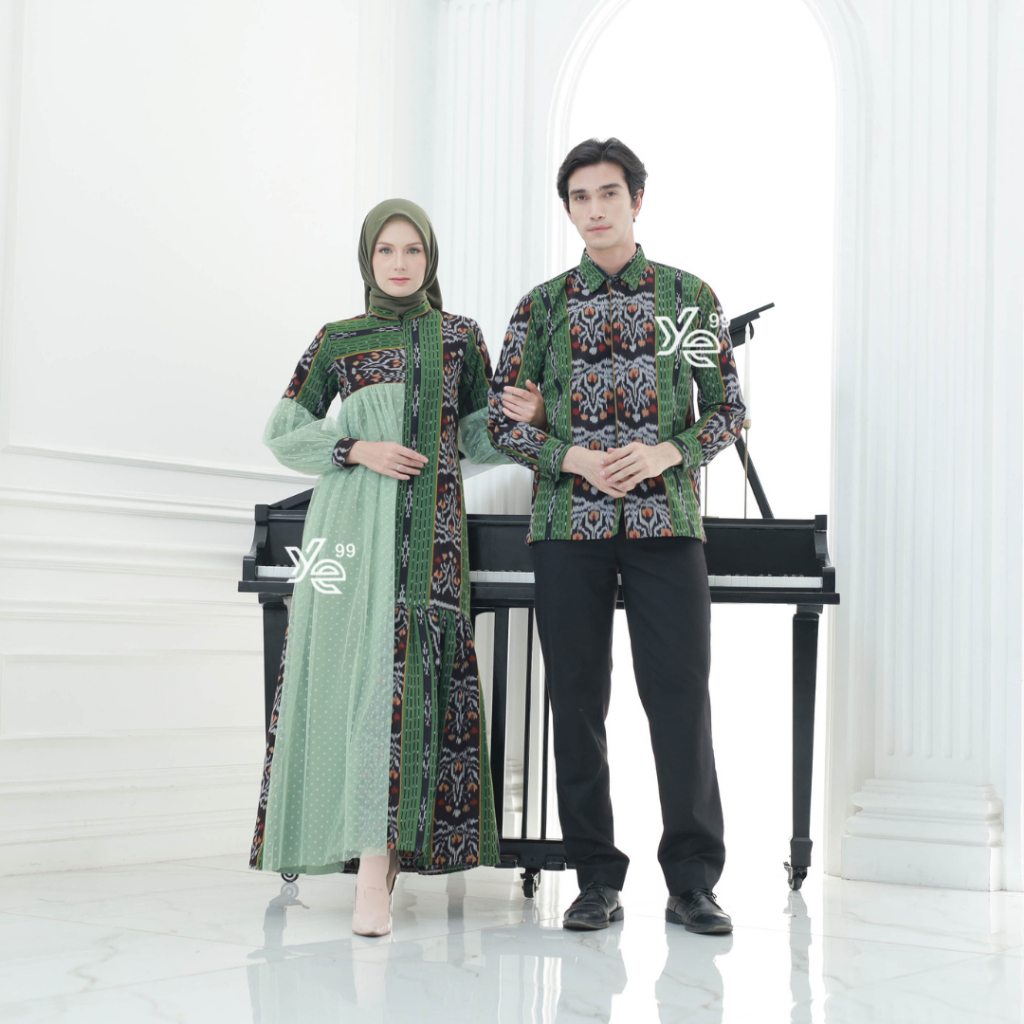 Jual [READY STOK] Set couple baju prewed, raya dress kemeja ethnic ...