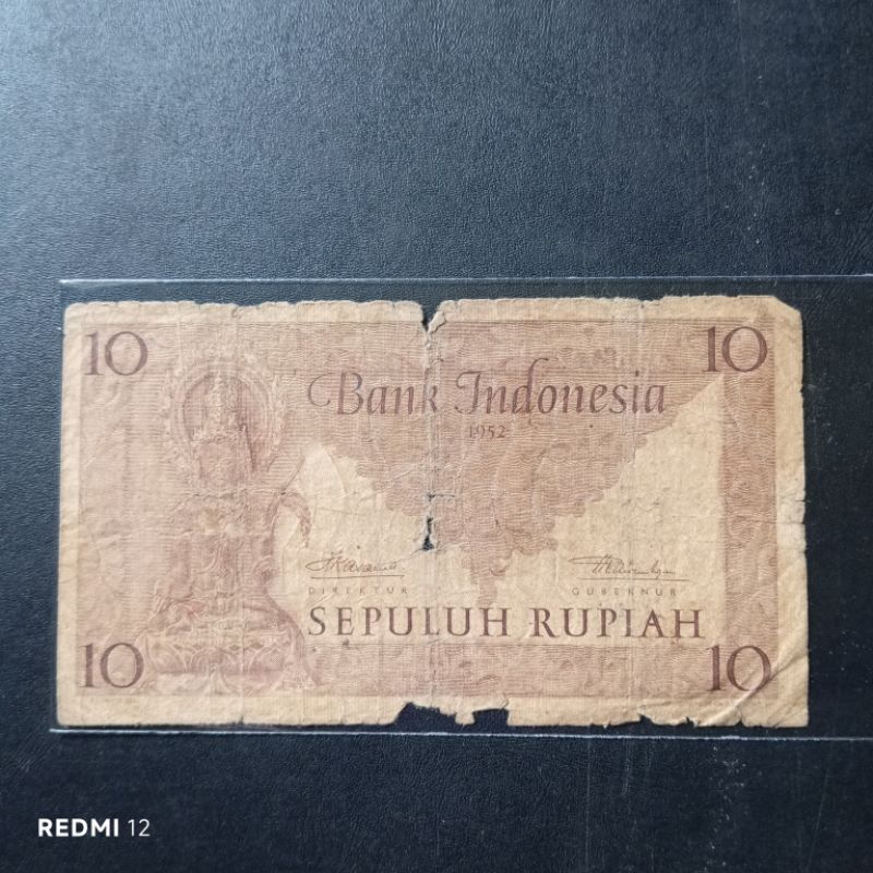 Jual kertas kuno 10 rupiah seri budaya tahun 1952 bekas jelek asli | Shopee Indonesia