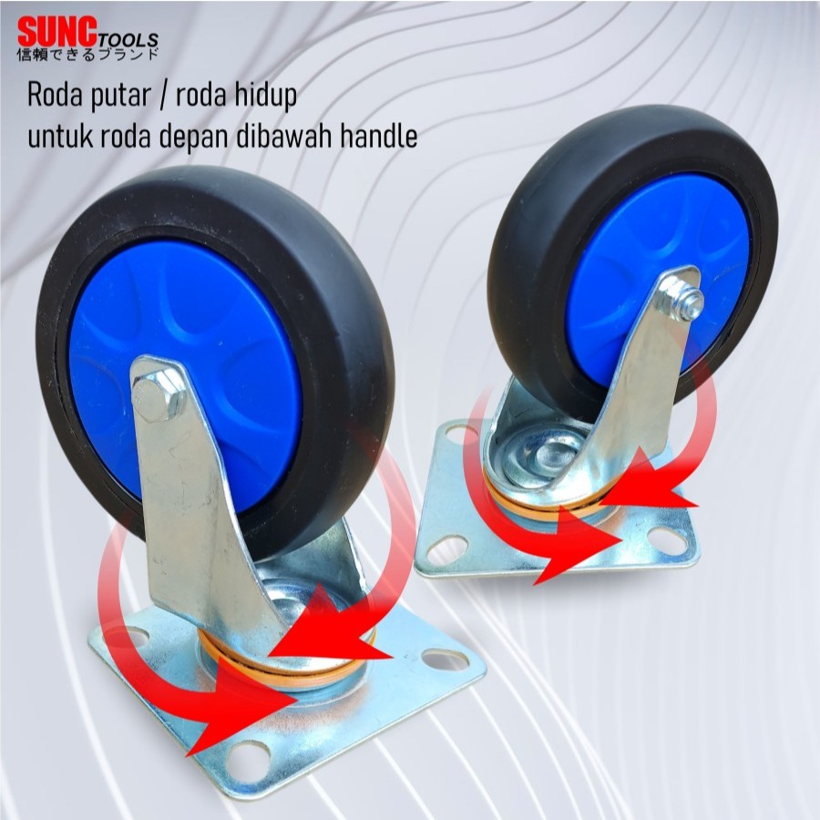 Jual Roda Troli 5 inci 500kg 1 Set Heavy Duty Roda Ban Troly Trolley ...