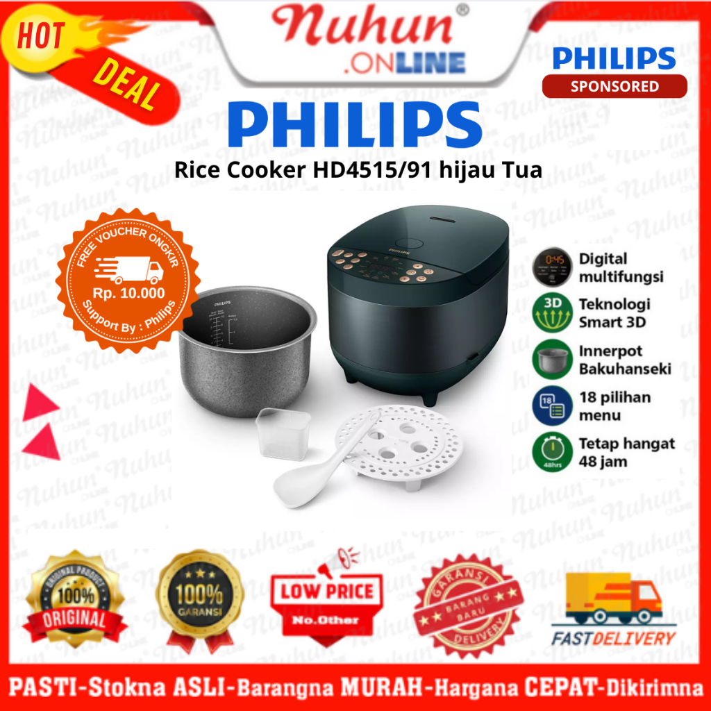 Jual Philips Digital Rice Cooker 1.8L HD4515/91 hijau tua | Shopee ...
