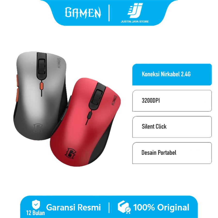 Jual GAMEN Mouse Wireless Gaming Silent Click GM200W 2.4GHz 3200 DPI ...
