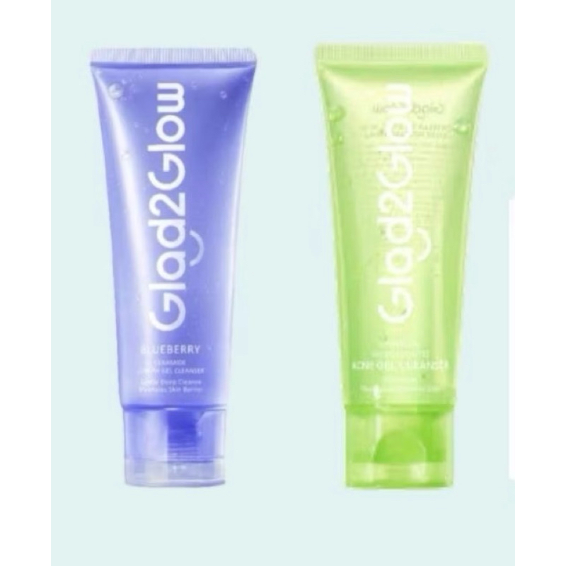 Jual GLAD2GLOW facial cleanser || g2g acne gel cleanser || g2g bluberry ...