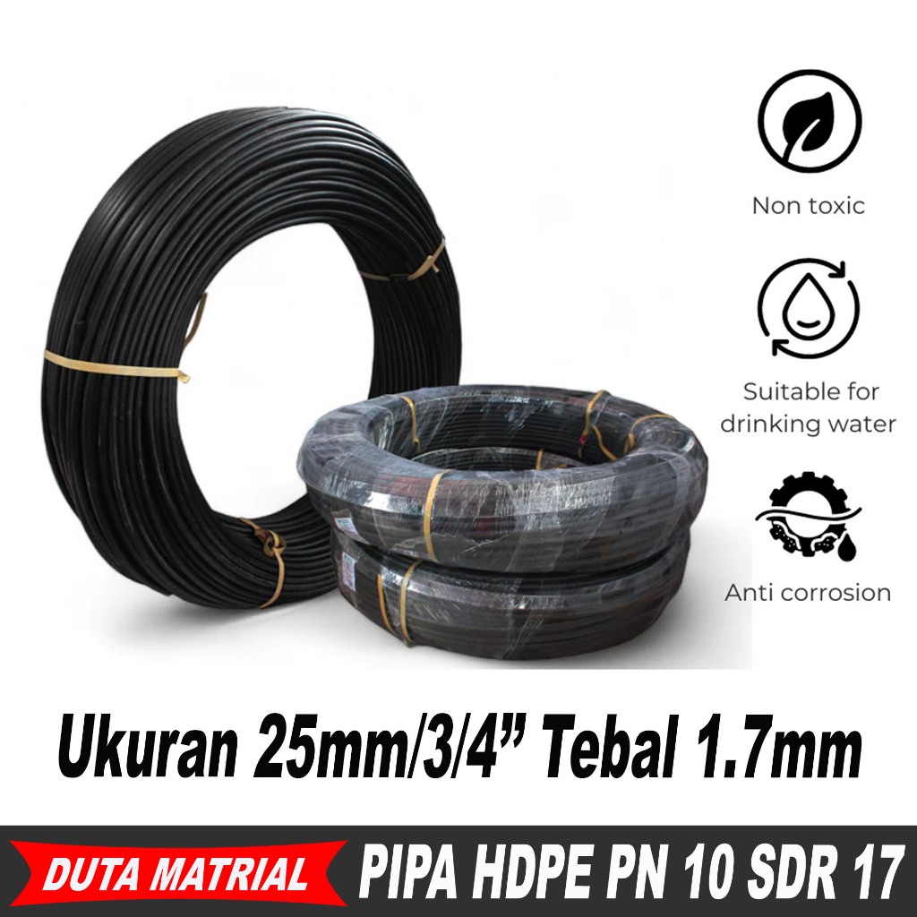 Jual Pipa PE 3/4" Pipa HDPE 3/4 inch Pipa PDAM Selang PE Pipa Hitam ...