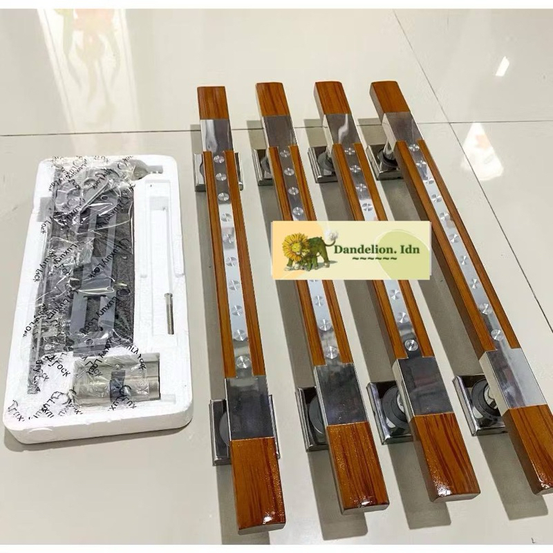 Jual satu set 4 gagang pintu rumah motif kotak grafir + set body kunci ...