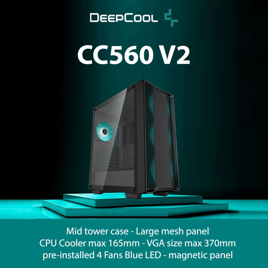 Jual Casing DeepCool CC560 V2 - ATX Tempered Glass Mid Tower Case free ...