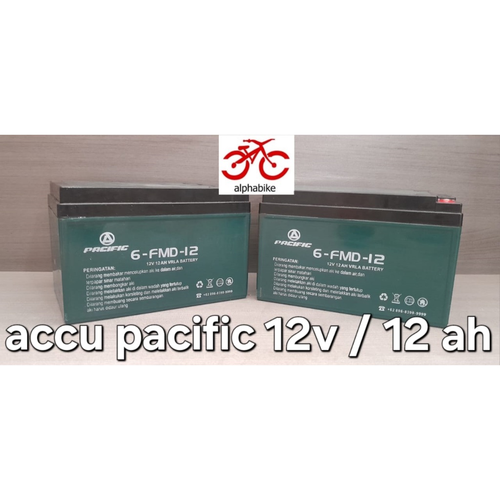 Jual BATTERY ACCU PACIFIC 12V 12AH DZF BATERAI 6-FMD-12 VRLA SEPEDA ...