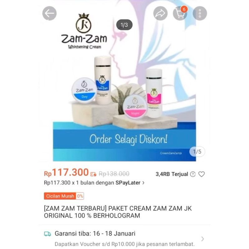 Jual *ETALASE TERJUAL RIBUAN PCS DIHAPUS* CREAM ZAMZAM JK ORIGINAL DISTRIBUTOR RESMI BER ID CARD ...