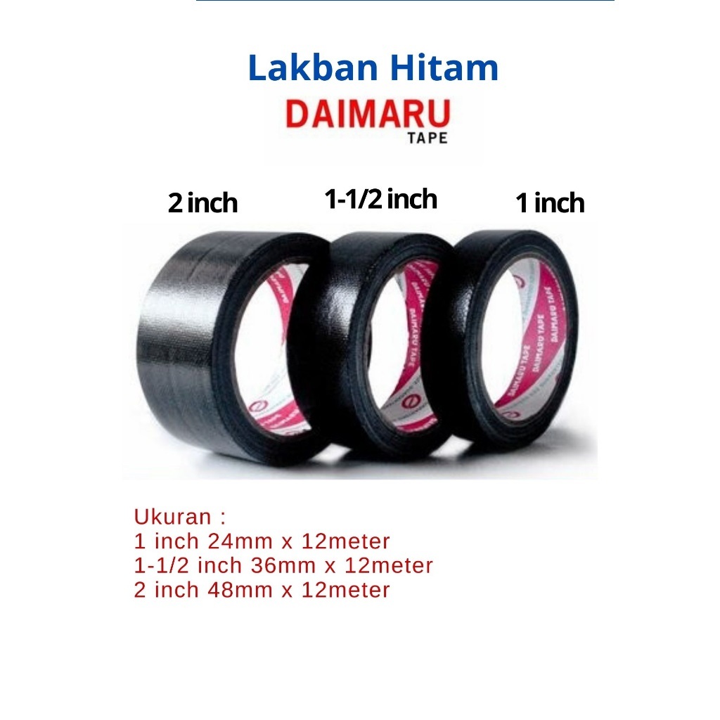 Jual Lakban Hitam Daimaru Tape 3 ukuran ( 1 inch, 1-1/2 inch, 2 inch ...