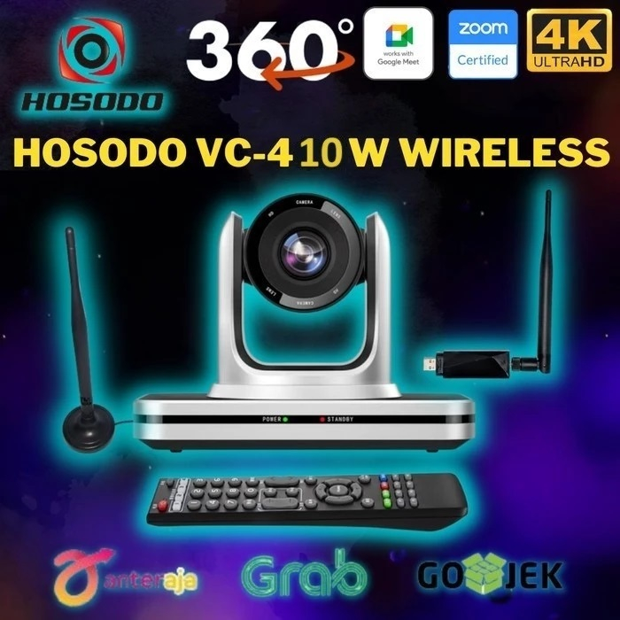 Jual HOSODO VC410W WIRELESS CAMERA USB 4K PTZ ROBOTIC CONFERENCE 10x ...