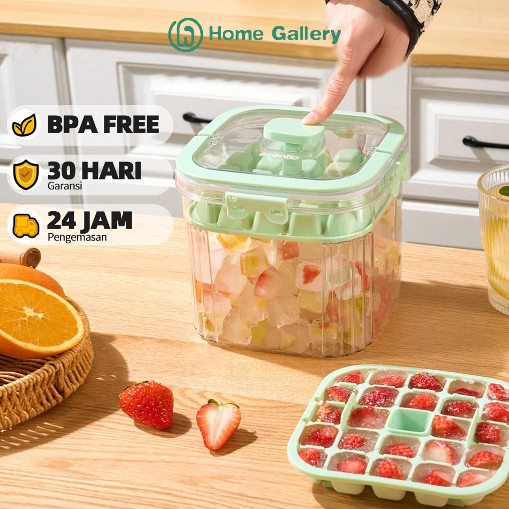Jual ecentio Cetakan Es Batu Jelly Dengan Tutup Dengan pegangan 24 Grid ...