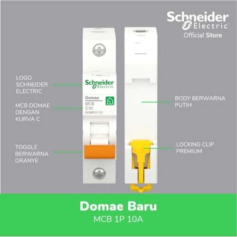 Jual Schneider Electric MCB Domae 1P 1 Phase 1 Pole 10A 10 Ampere ...