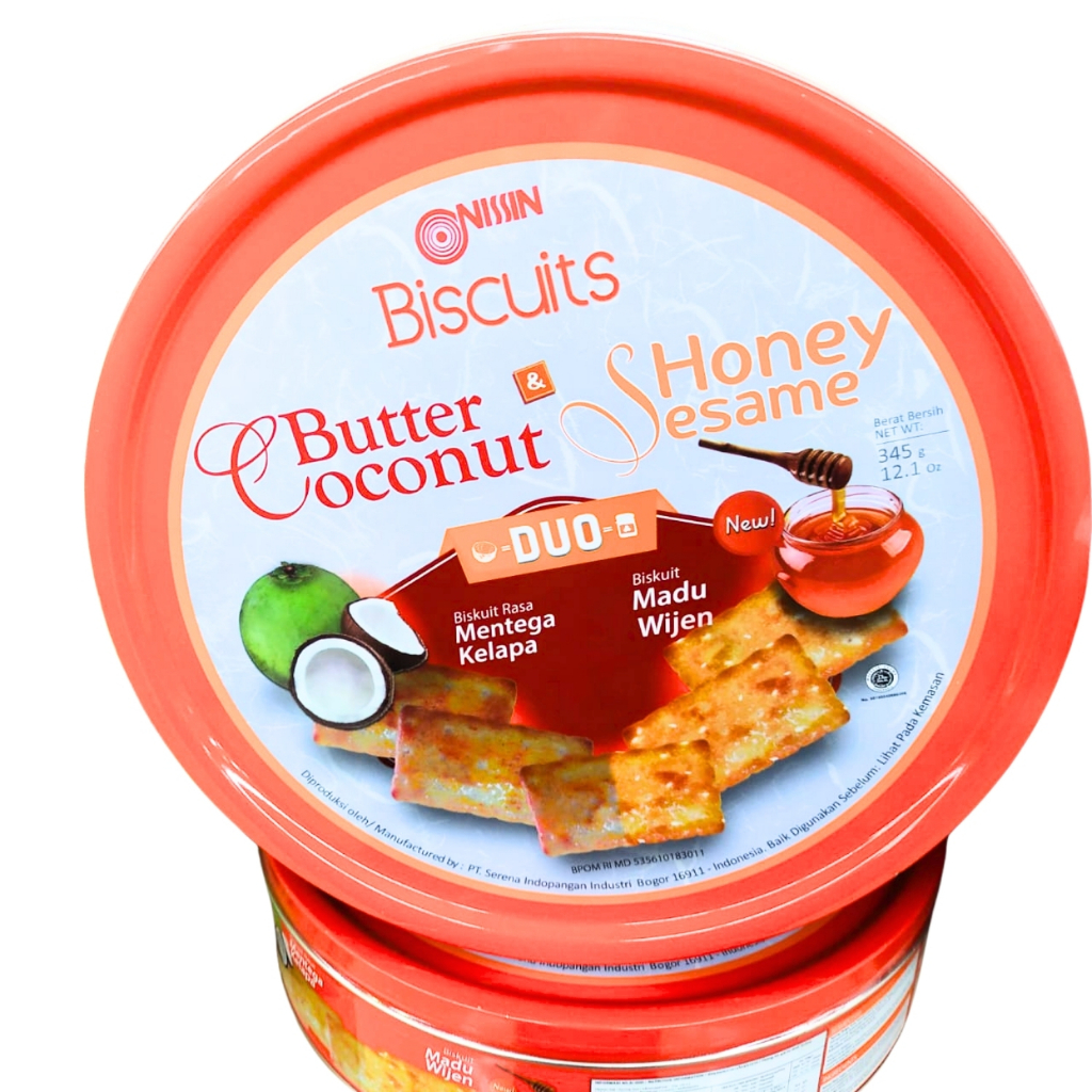 Jual Nissin Butter Coconut Honey Sesame 345gr Biskuit Duo Roti Kue ...