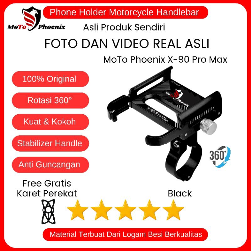 Jual Holder Stang Motor X-90 Pro Max BLACK Dudukan Holder Penyangga ...
