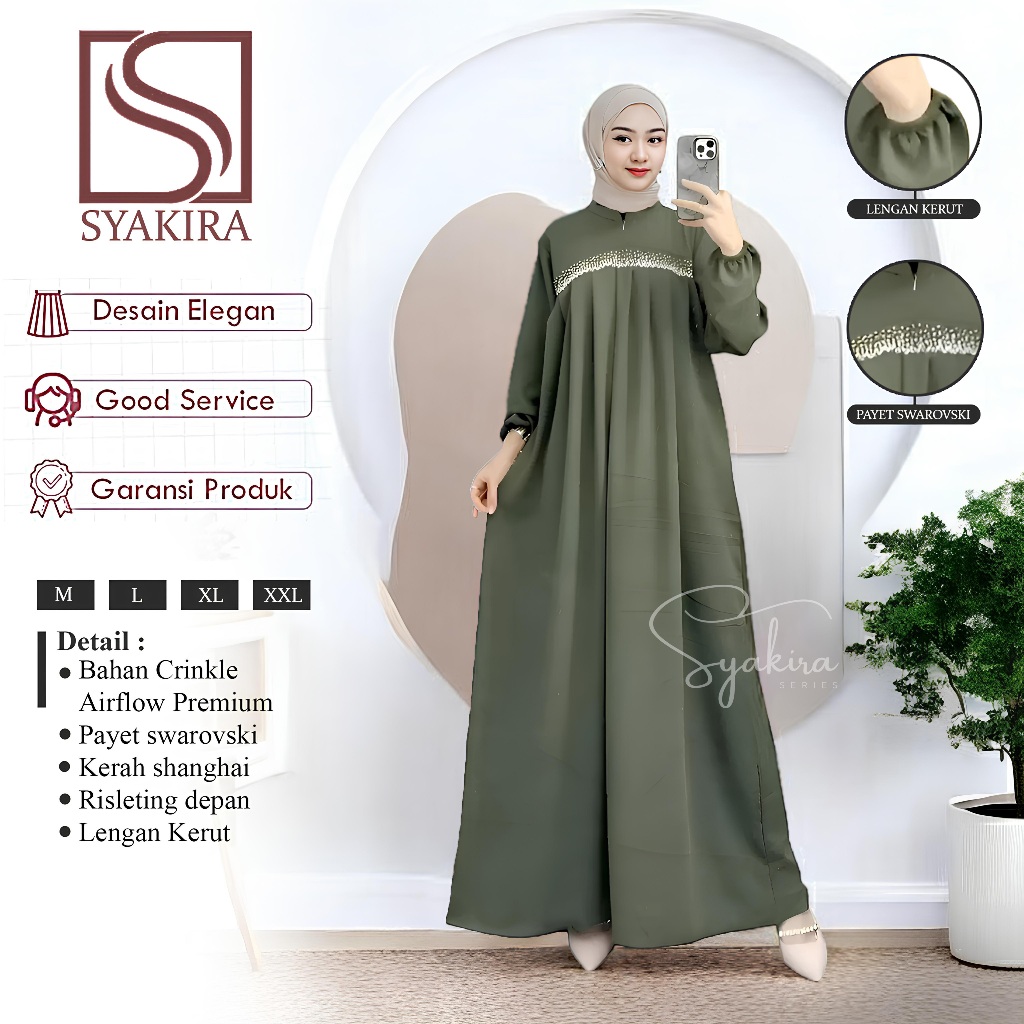 Jual Gamis Syakira Matt Premium Crinkle Airflow Model 2025 Kombinasi ...
