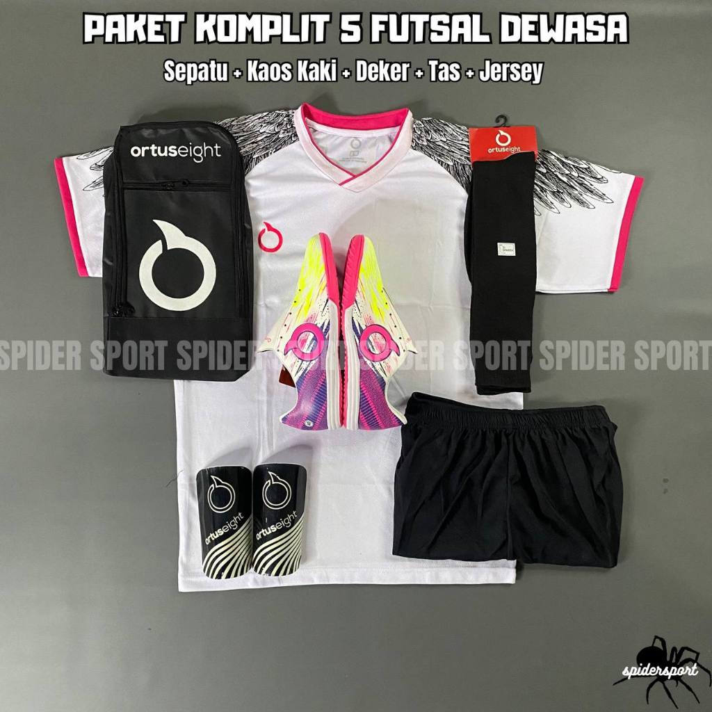 Jual SEPATU FUTSAL DEWASA ORTUS LEGION PUTIH PINK PAKET KOMPLIT ...
