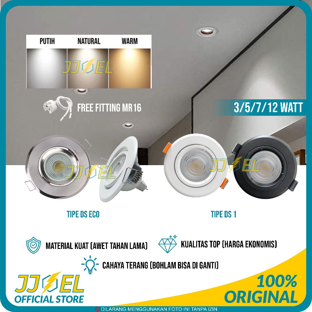 Jual Downlight Spotlight LED 3W 5W 7W 12W - Lampu Sorot Tanam Plafon ...